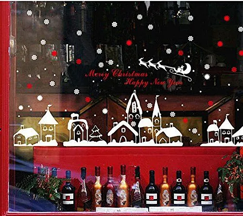 Christmas snowflake town wall mural creative cartoon stickers ...