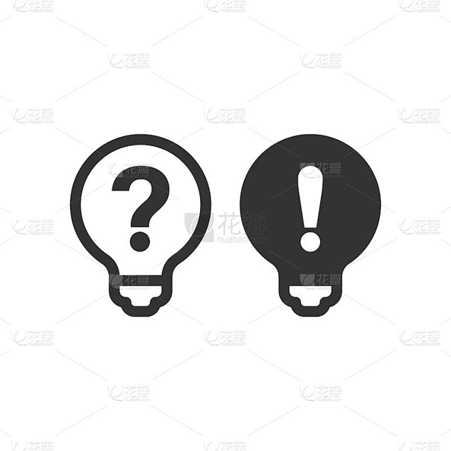Problem solution icon in flat style. Light bulb id素材-花瓣网