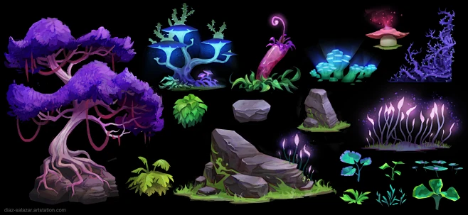 Bright forest - 2D Assets, Carlos D. Salazar : Assets design for a ...