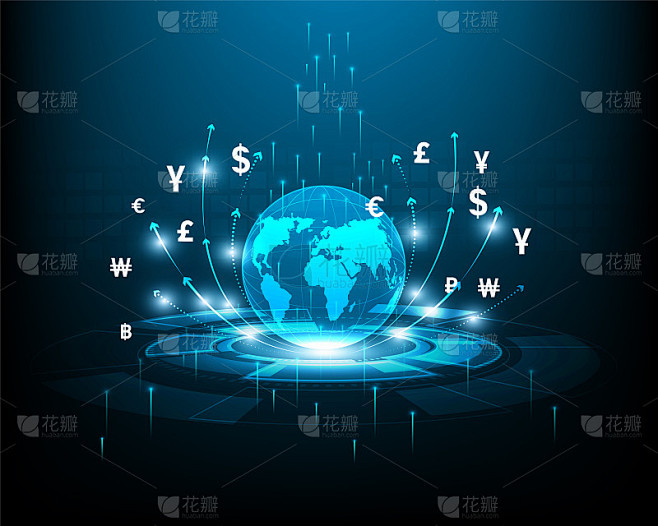 Global currency, money transfer, currency exchange