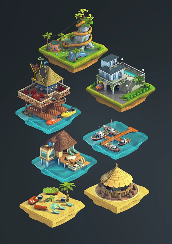 Isometric graphics: City Island 2 on Behance-花瓣网