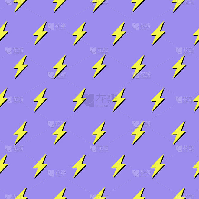 闪电无缝模式矢量插图。手绘素描涂鸦闪电符号。