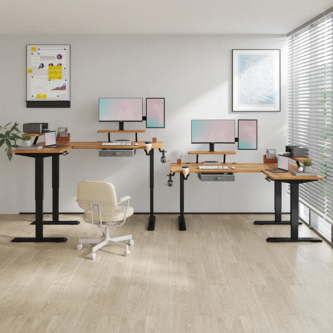 Amazon.com: BUNOEM Extra Large 63x28 in Electric L-Shaped Standing Desk ...