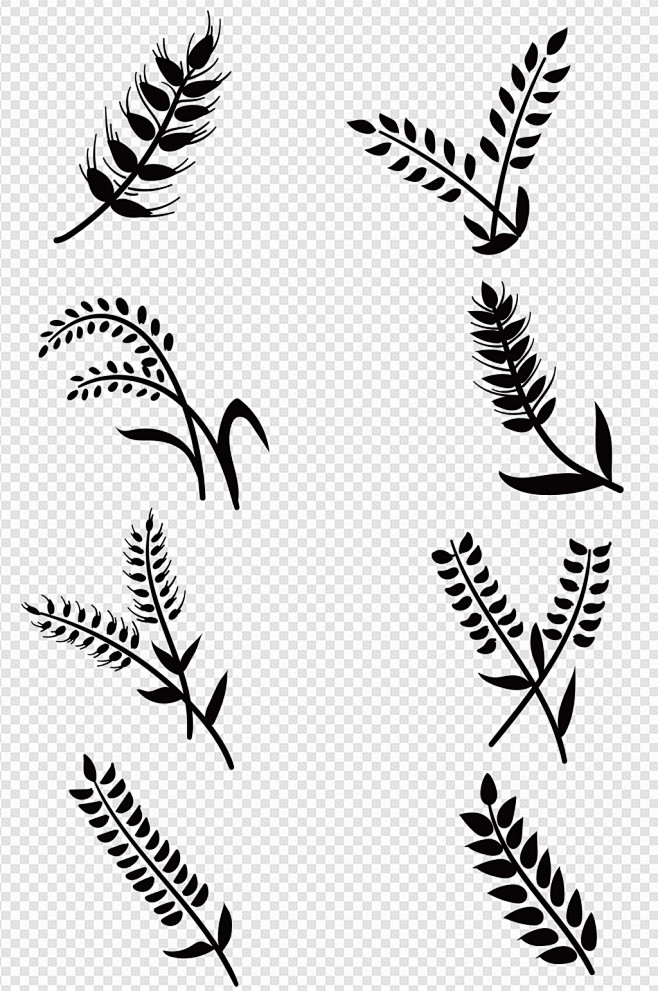 手绘剪影麦穗手绘麦子设计元素免扣元素