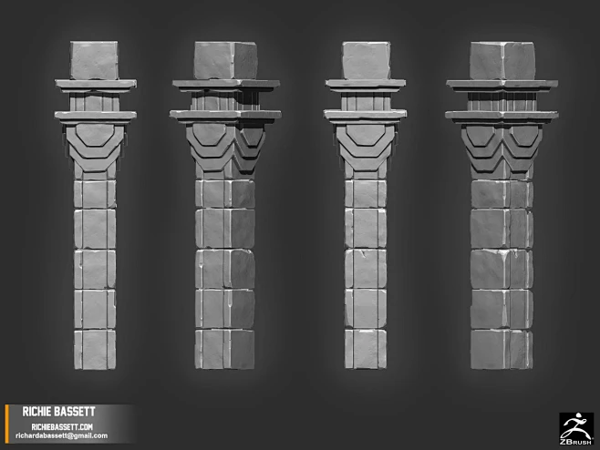 Low Poly - Stylized Pillars (WIP), Richie Bassett : Low Poly - Stylized Pillars (WIP) I worked ...
