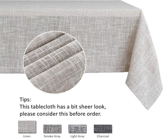 Amazon.com: maxmill Flaxy Faux Linen Table Cloth with 2-Tone Slubby ...