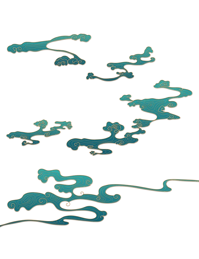 中国古风国潮云纹祥云透明免扣元素-花瓣网