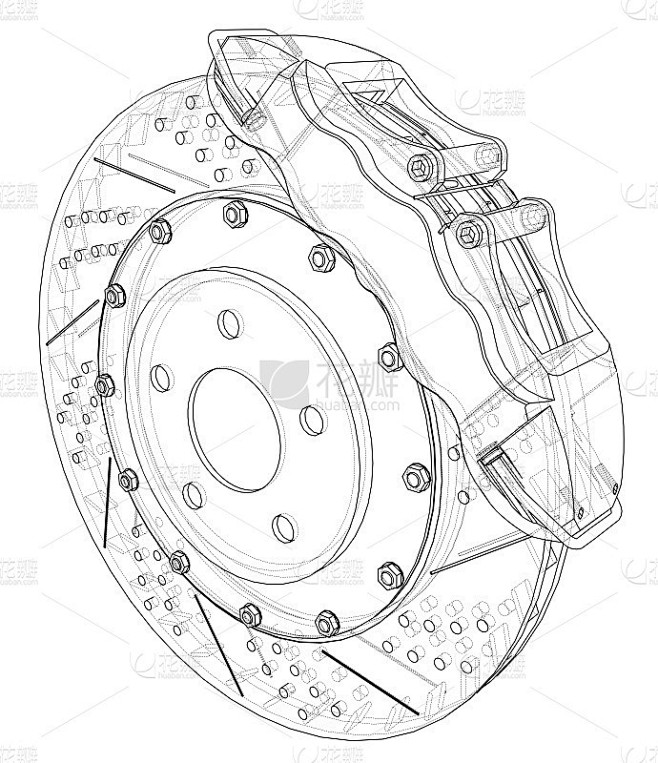 Brake disc outline. Vector rendering of 3d