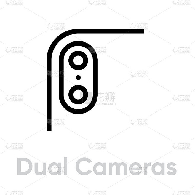 Dual Cameras Phone Multi-Cameras icon. Editable li