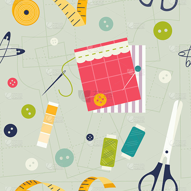 Sewing seamless pattern vector