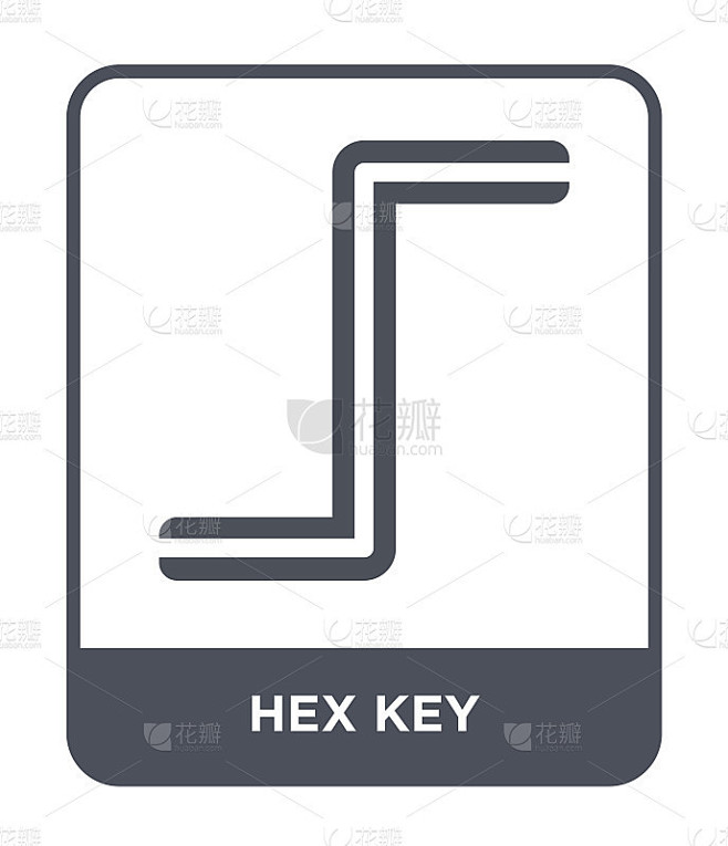 hex key icon vector on white background, hex key t