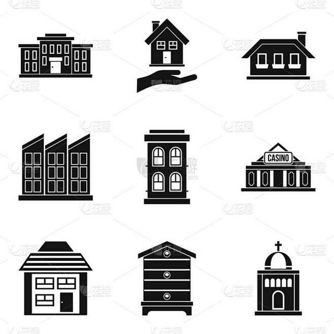 居住的图标集，简单的样式