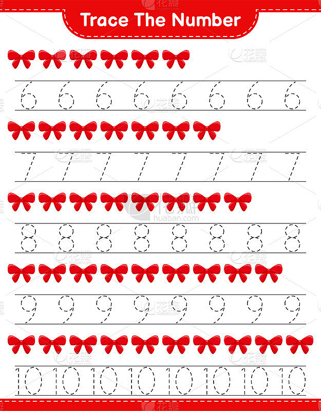 Trace the number. Tracing number with Ribbons. Edu