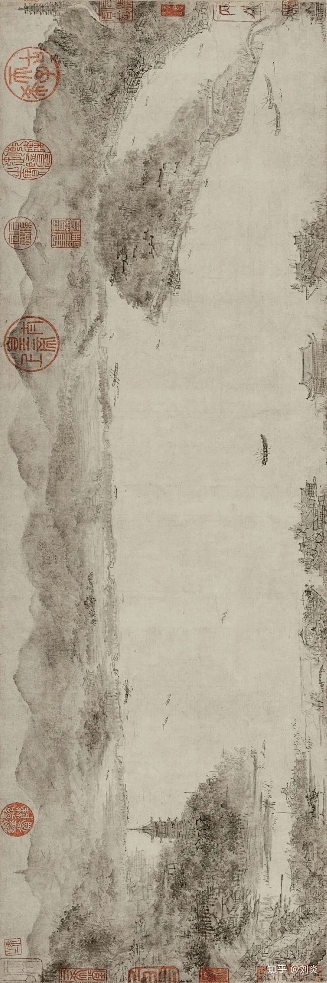 《西湖图》南宋·李嵩 纸本水墨 | 27 x 80.7 cm