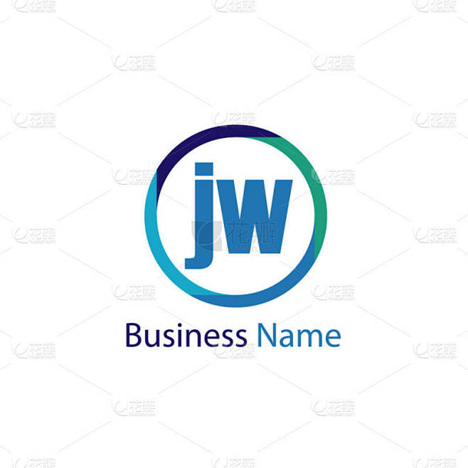 首字母 Jw 徽标模板设计