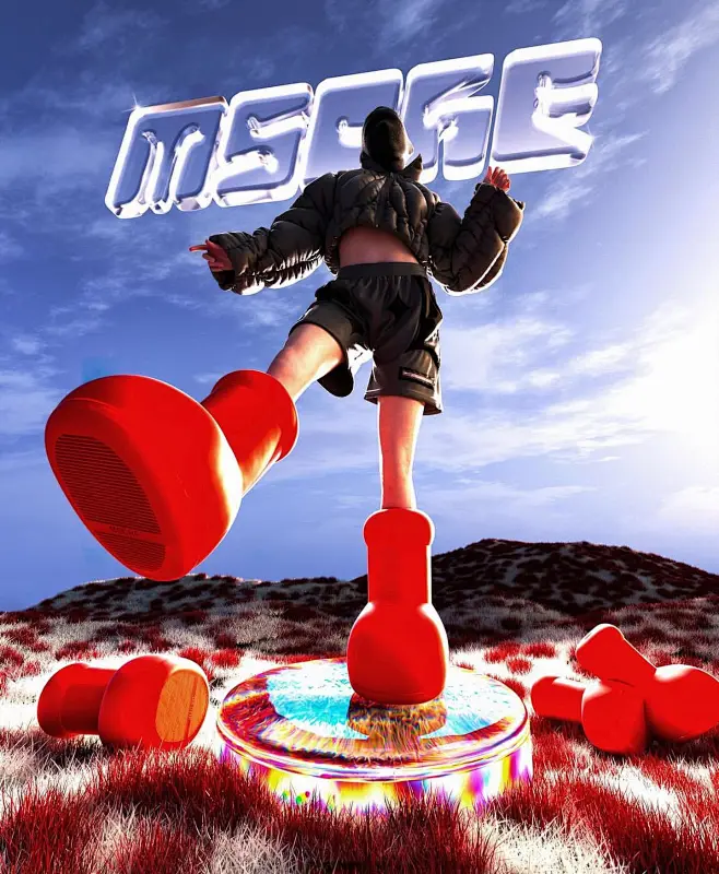 Boots Astro boy red 3D art fashion design-花瓣网