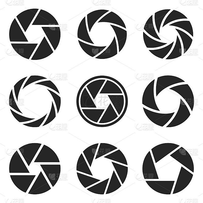 Camera shutter icons set. Vector