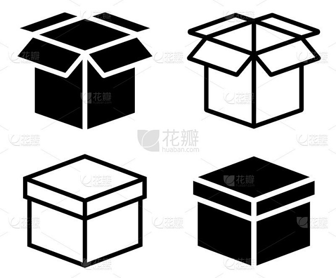 盒子图标集合。盒子在扁平的风格。纸箱图标。交付图标。矢量图