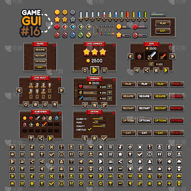 GUI 16号游戏素材-花瓣网