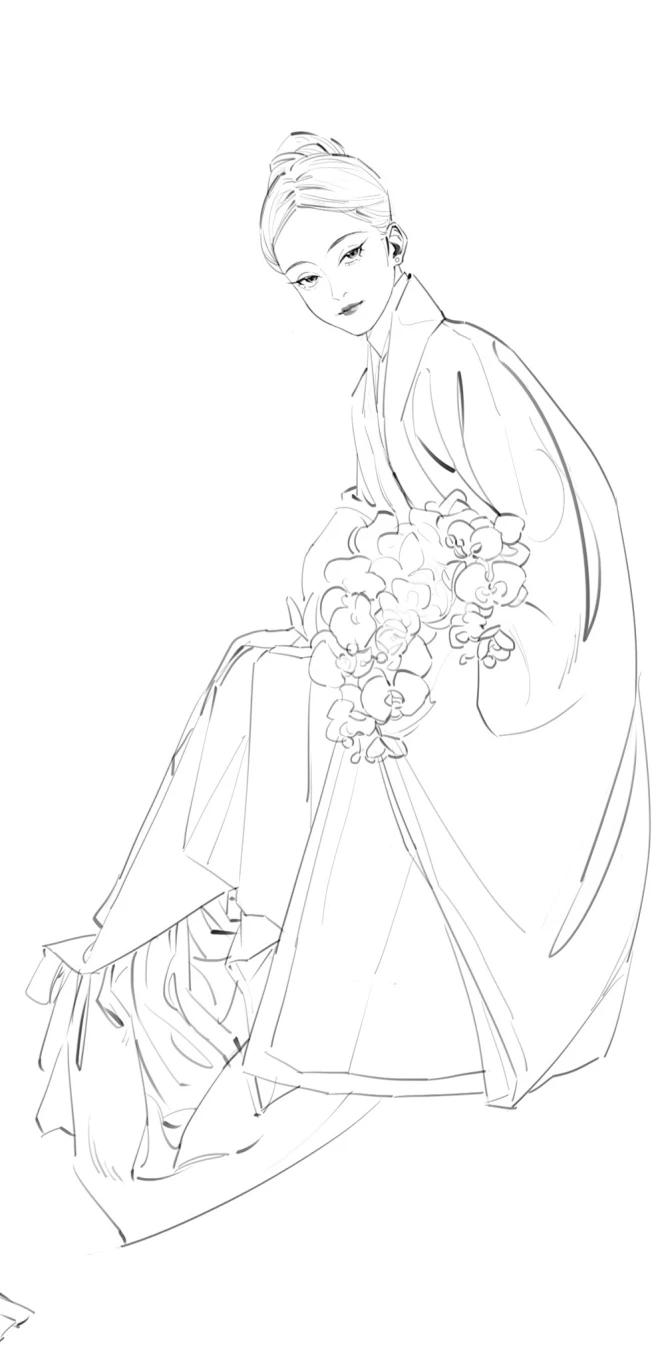 古风人物速写，参考：朱山尽-花瓣网