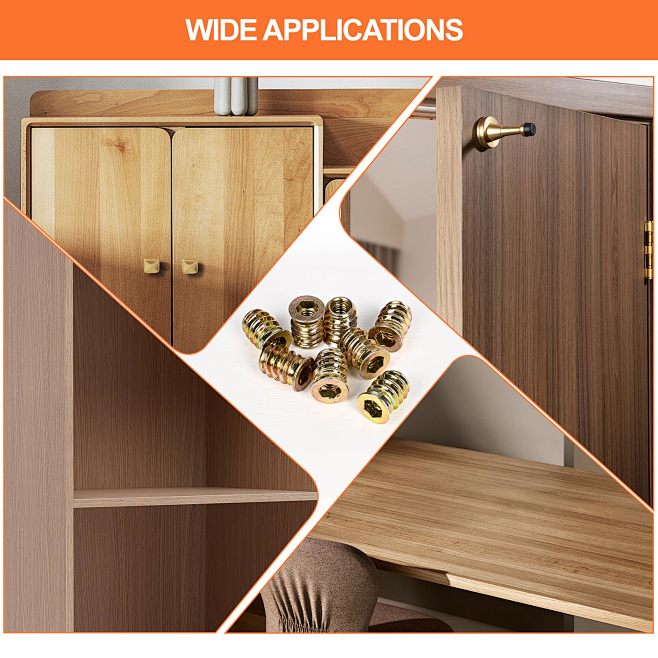 Premium Threaded Inserts for Wood, 60 Pieces 1/4"-20 Wood Inserts ...