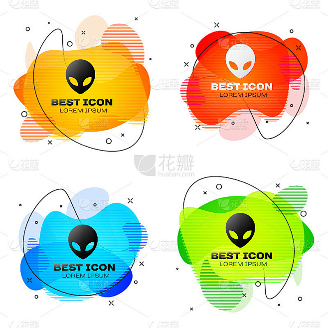 Black Alien icon isolated on white background. Ext