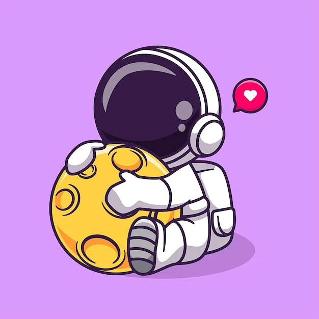 Cute astronaut hugging moon cartoon vector icon illustration science ...