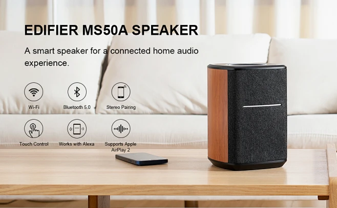 Edifier MS50A Bluetooth Speaker, 40W Smart Speake Wi-Fi & Bluetooth 5.0 Modes, Sound System-花瓣网