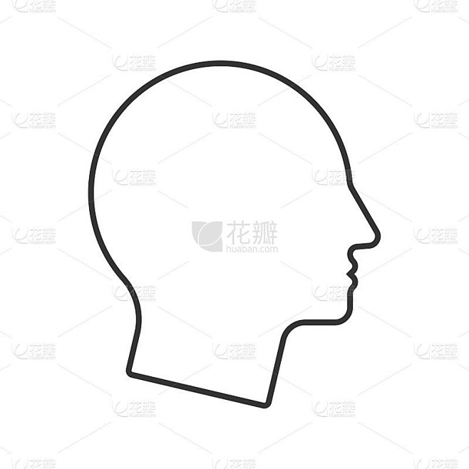 Human head shape icon. Person side profile silhoue