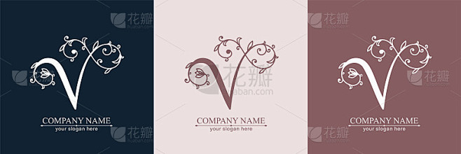 Premium Vector V标志。Monnogram,刻字。精英公司的个人标志或标志。