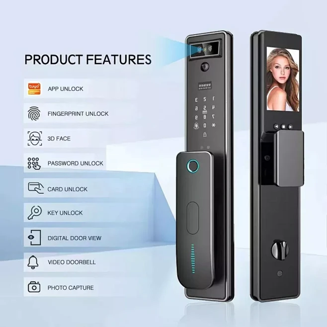 自动指纹锁 Tuya 智能锁 3D 人脸识别数字门锁 - 第 1 张/共 10 张-花瓣网