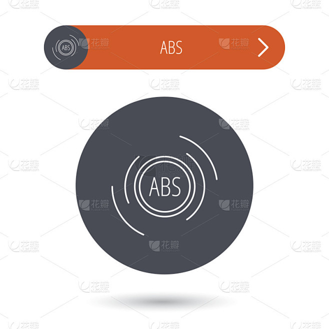 ABS图标。刹车防抱死系统标志。