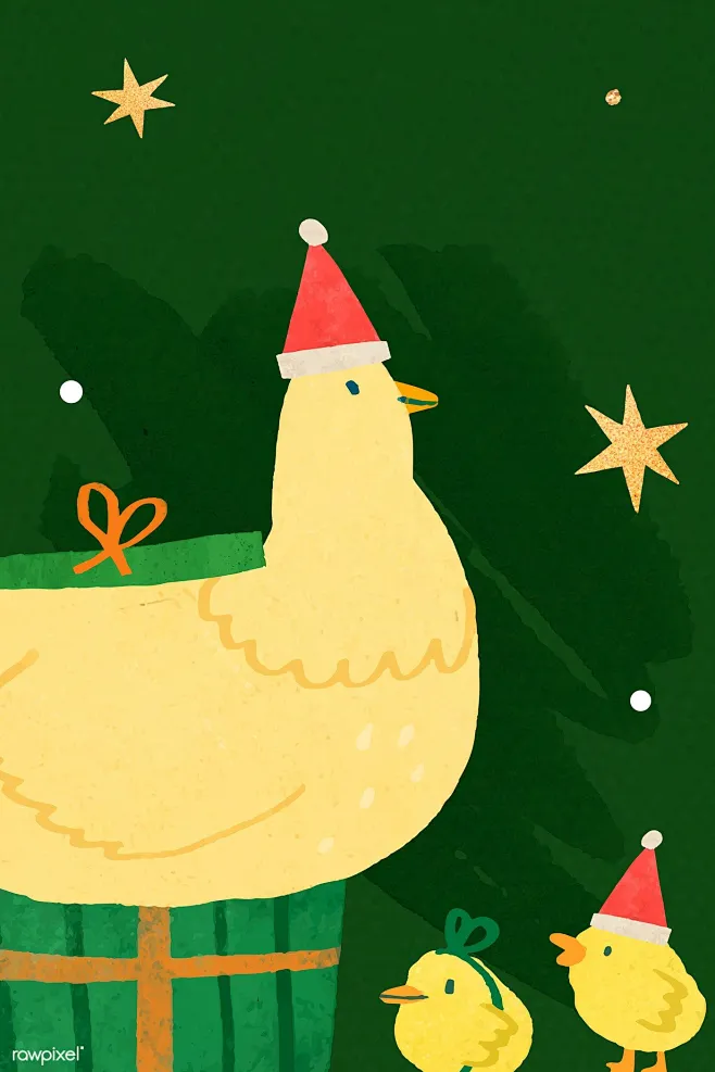 Download premium vector of Hen on green Christmas gift box vector by ...