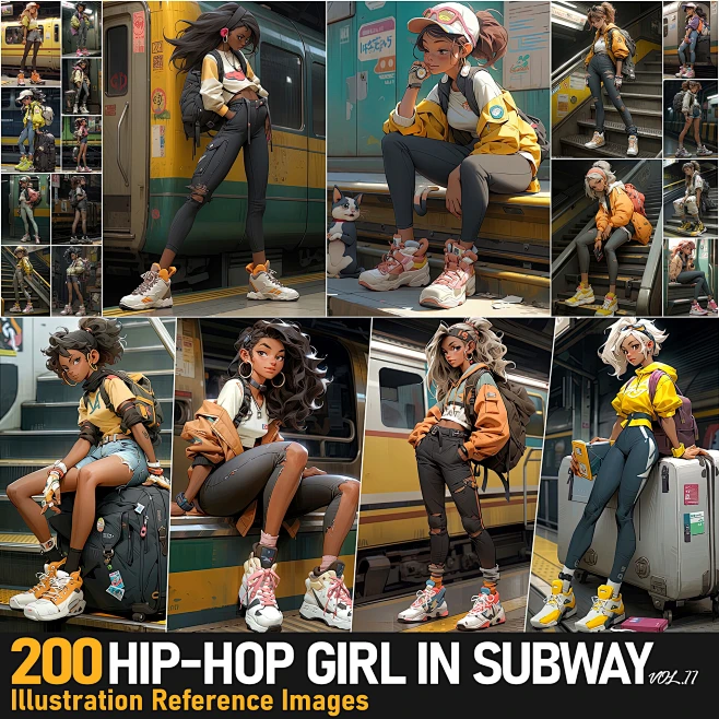 Hip-Hop Girl In Subway VOL.11| 4K Reference Images-花瓣网