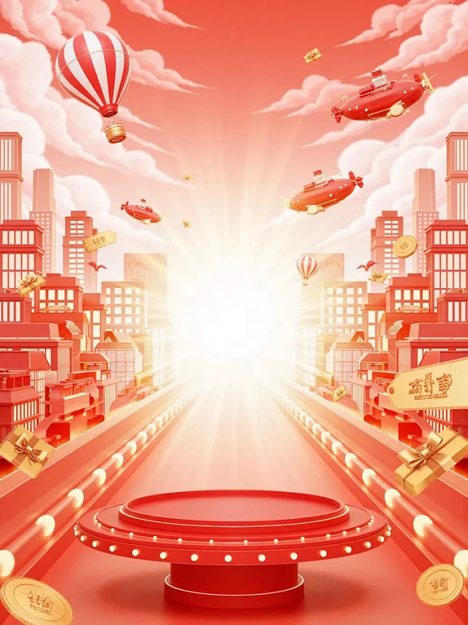 迈克_电商商业大型KV大促展台渲染场景海报-LoRA-迈克的AiGC世界-LiblibAI-花瓣网