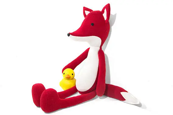 Stuffed Fox animal . Plush fox. Red fox. Soft big toy fox named "Seva ...