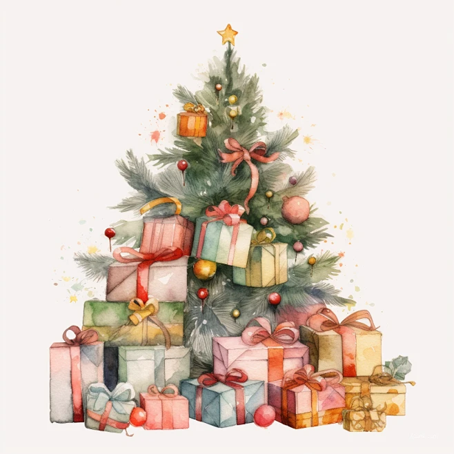 Midjourney_Prompts__momixzaa_watercolor_The_Christmas_tree_has_many ...