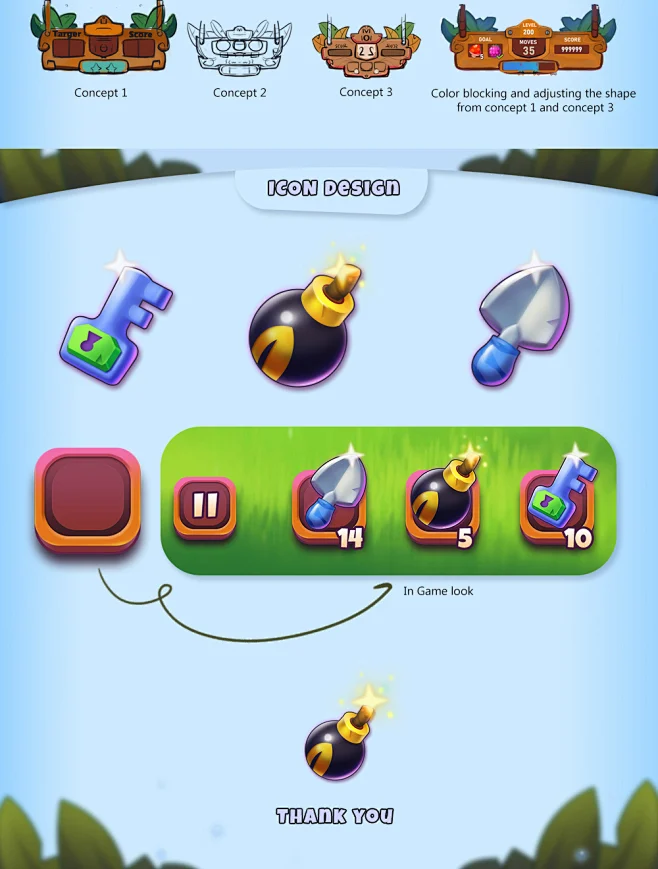 2D design game Game Art hud design Icon magical forest match3 game Mobile Game UI UI/UX-花瓣网