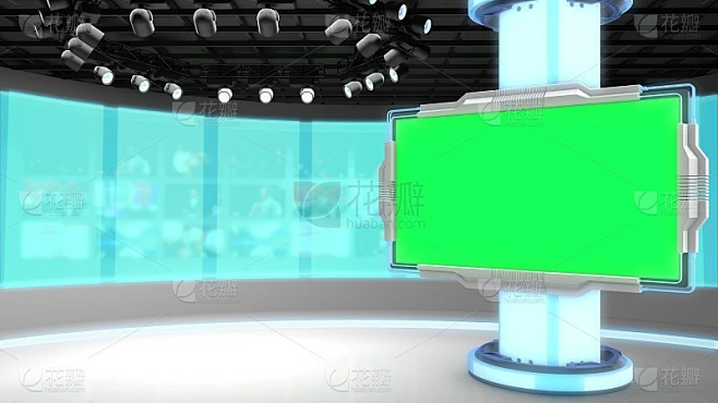 电视演播室。新闻的房间。Blye和红色背景。一般和特写镜头。新闻工作室。演播室背景。编辑部bakgr素材-花瓣网