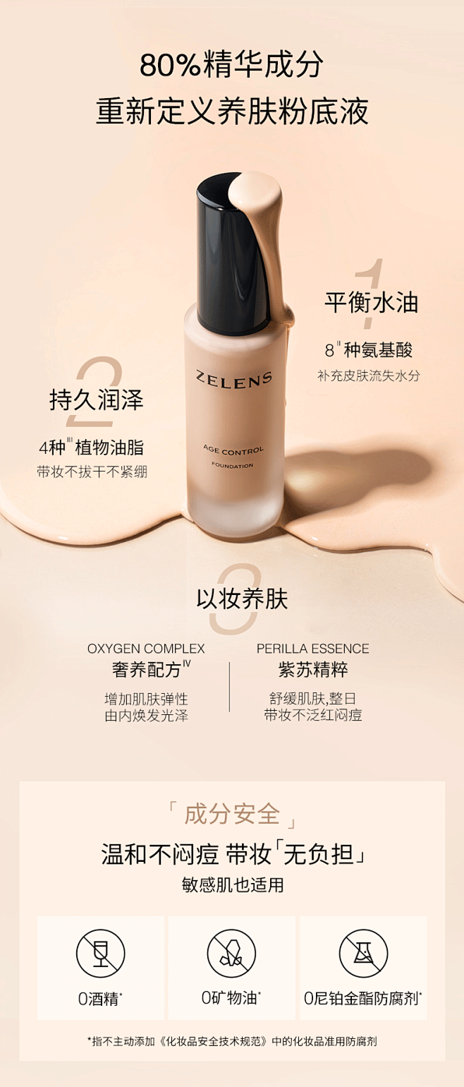 【官方旗舰店正品】ZELENS Age养肤粉底液套装干皮细腻水润奶油肌-tmall.hk天猫国际