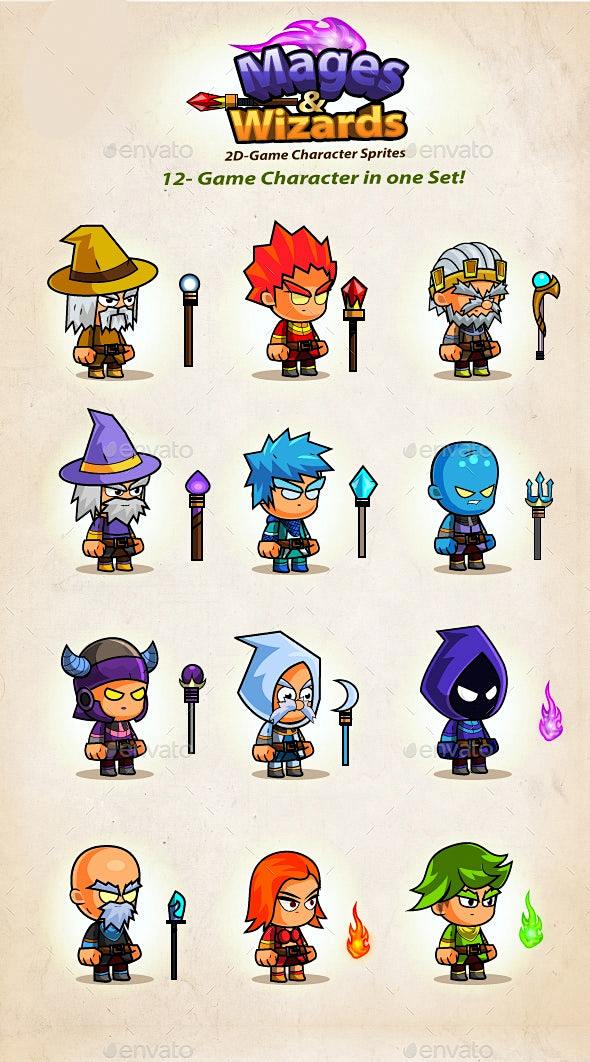 Mages & Wizards Game Character Sprites - Sprites Game Assets-花瓣网