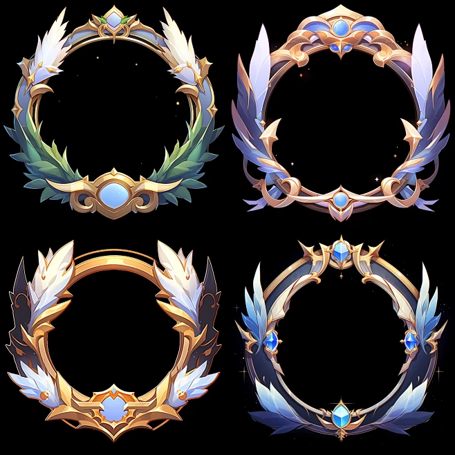 hulei181717_A_game_avatar_frame_with_round_metal_border_on_a_bl ...