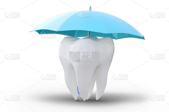 雨伞下的一颗牙齿