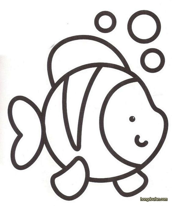 hongdoufan.com 吐泡泡的小鱼要如何画？小鱼吐泡泡简笔画大全