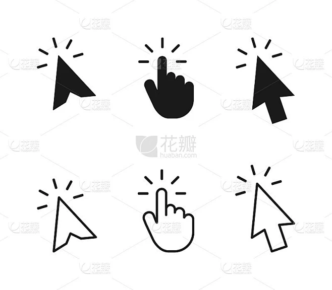 Cursor icons set. Pressing the arrow. Stylish sim素材-花瓣网
