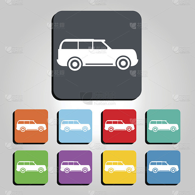 SUV汽车矢量图标插图