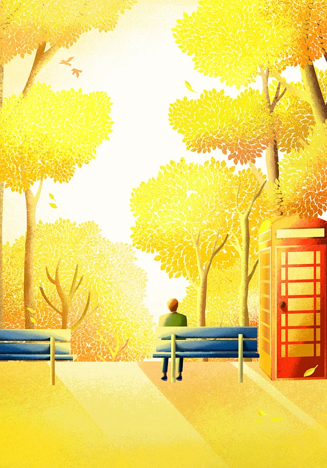 浪漫金色秋天秋季autumn手绘卡通海报合成PSD源文件：-花瓣网