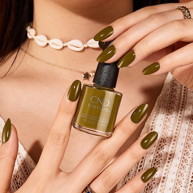 Image by CND. Our new shade, Olive Grove, is a stunning, dark olive ...