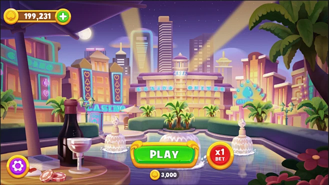 2D card design game Poker Slots solitaire UI/UX user interface-花瓣网