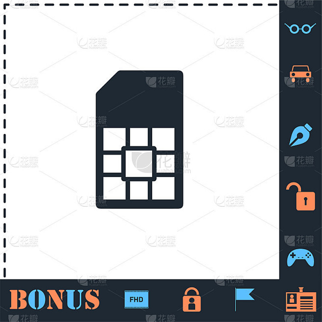 SIM card icon flat